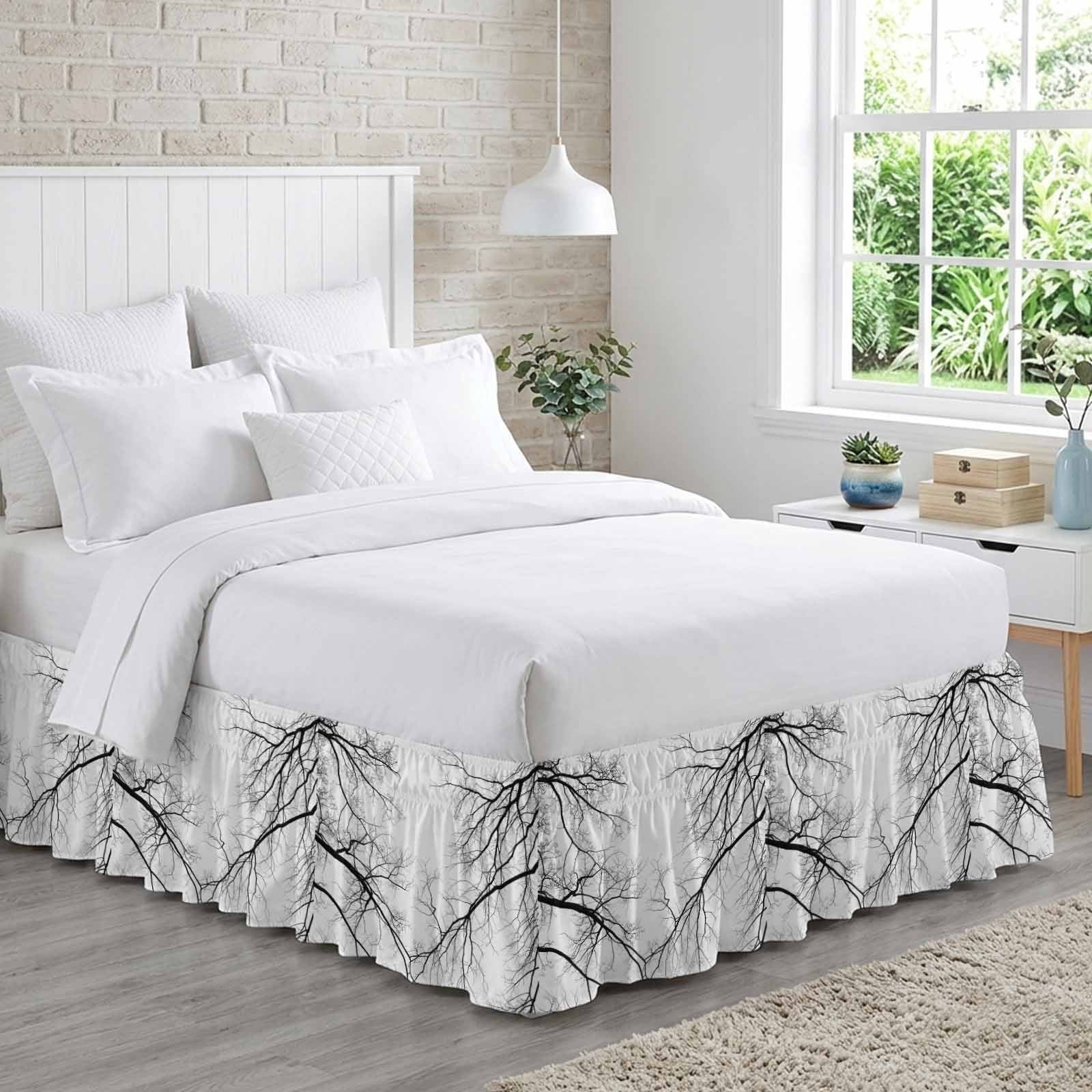 Black Branch Bed Skirt King Size 16 Inch Drop, Country Abstract Pale ...