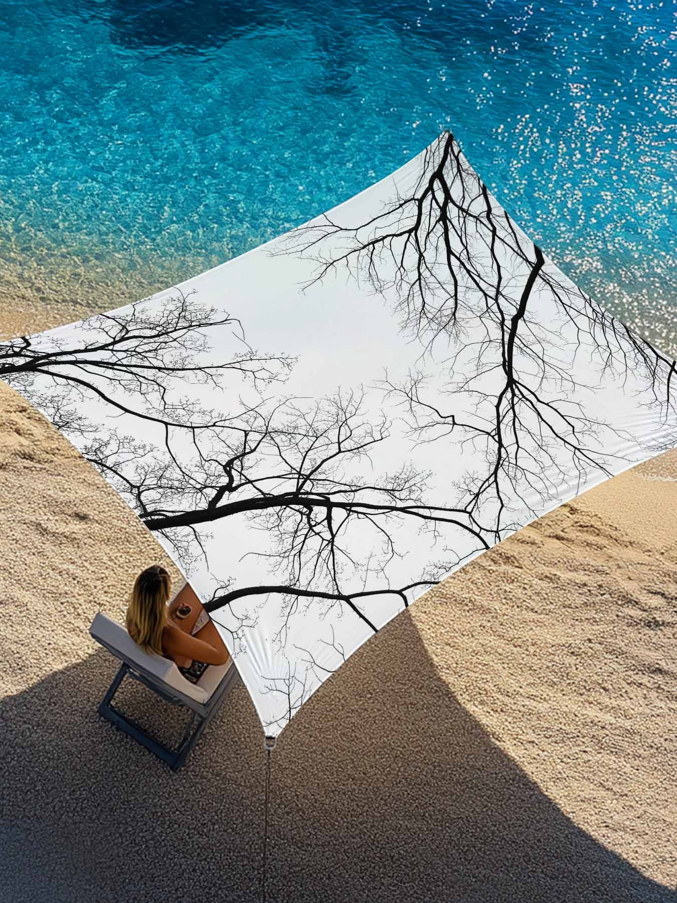 Black Branch Sun Shade Sail 14' x 18', Country Abstract Pale Bald Bough ...