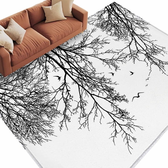 Black Branches Area Rug 5x7 Washable Rug Non Slip Botanical Dead Tree ...