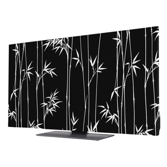 Black Branches Leaves TV Cover for 75 Inch Screen,Stretch Fabric ...