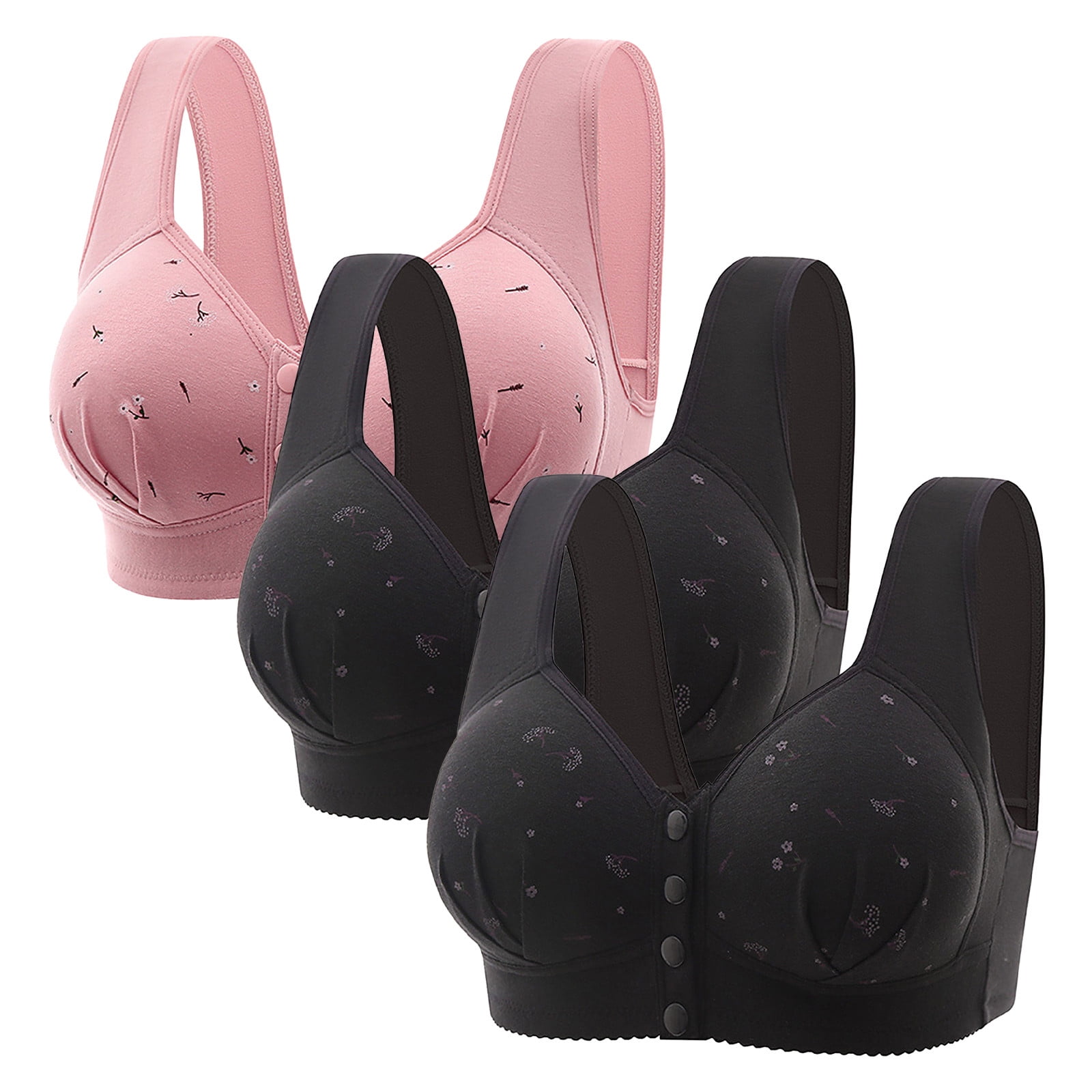 Black Bras for Women Thin Laceless Steel Ring Comfortable Breathability ...