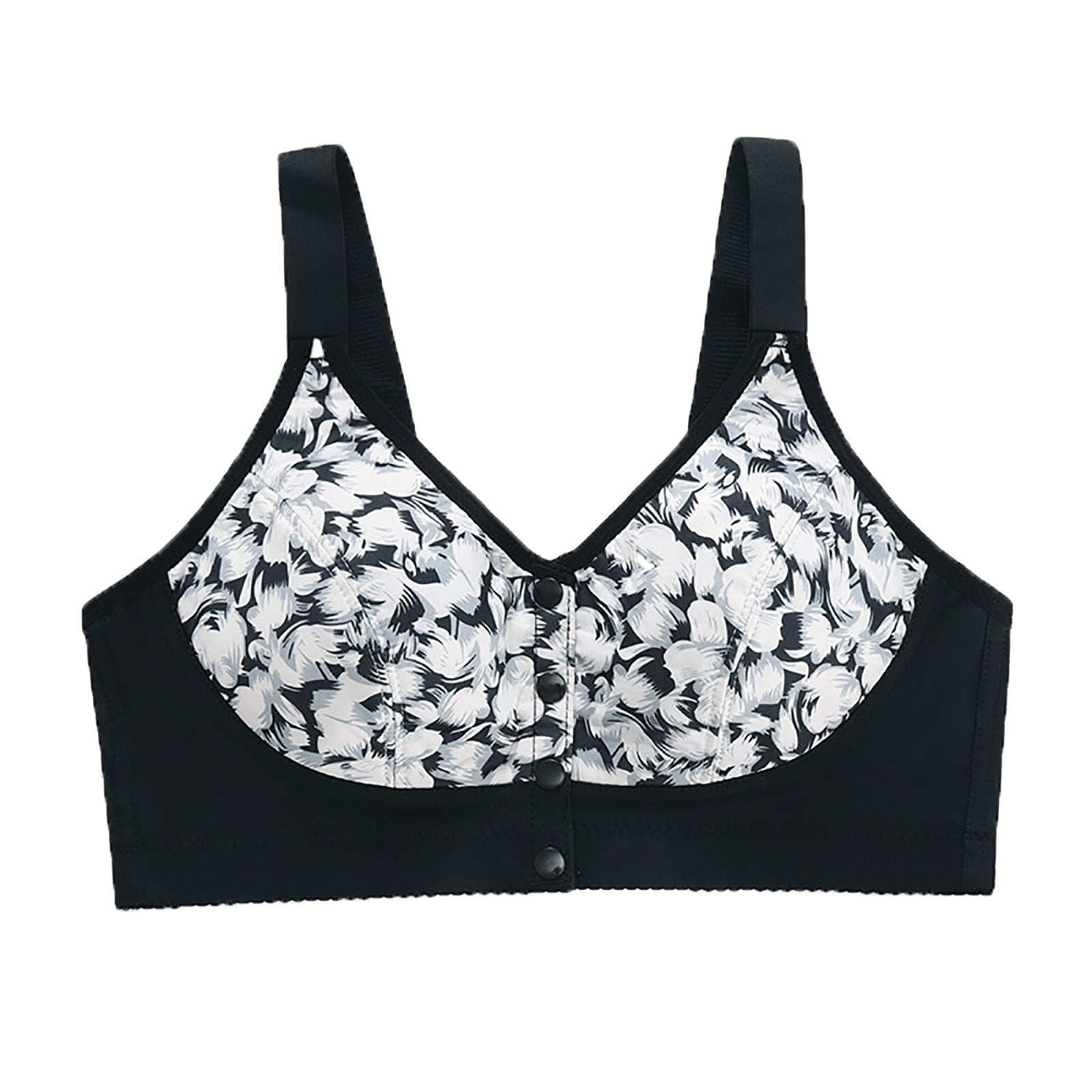 Black Bras for Ladies Spandex Print Loose Fit Oversized Seamless No ...
