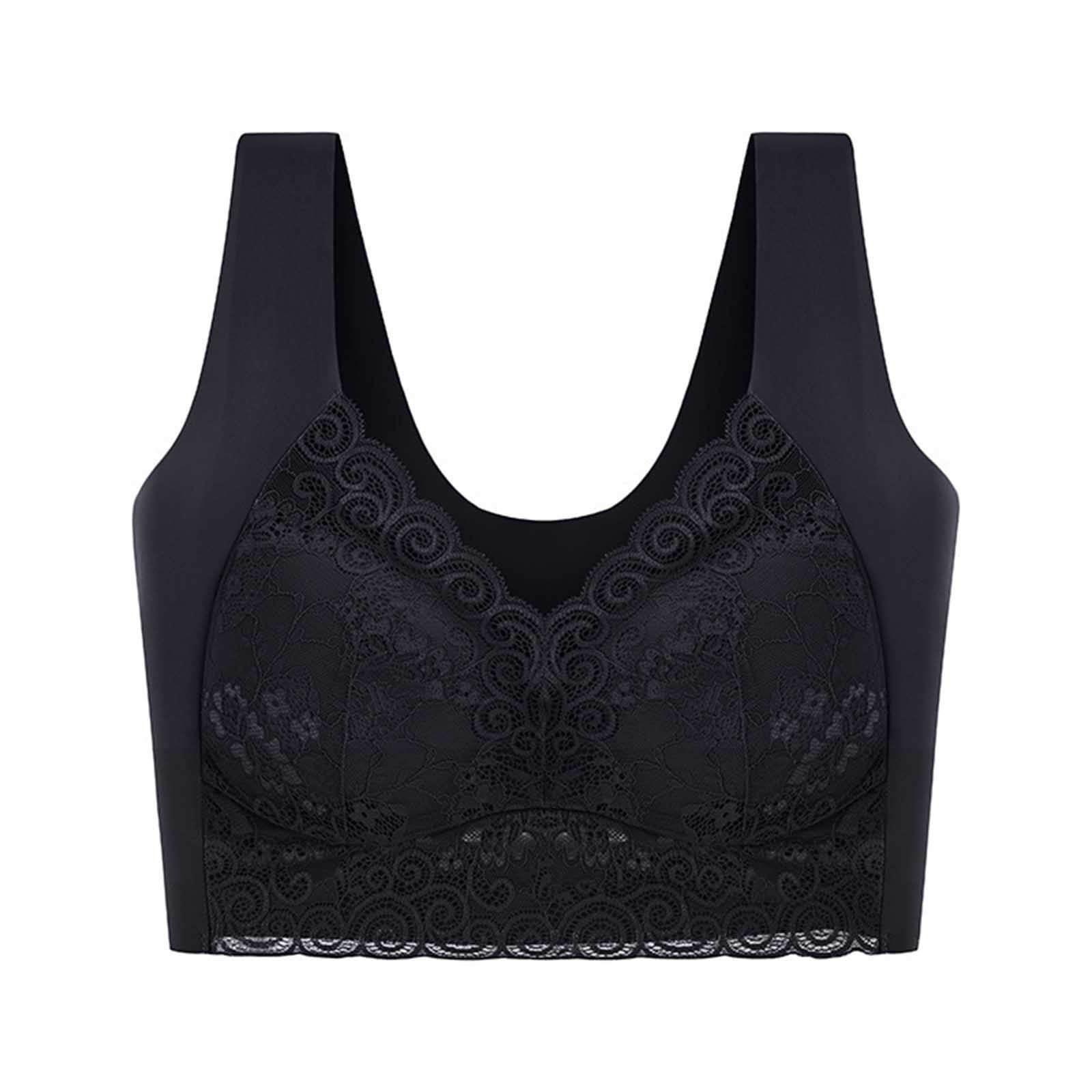 Black Bras for Women Lace Spandex Casual Seamless No Underwire Bras ...