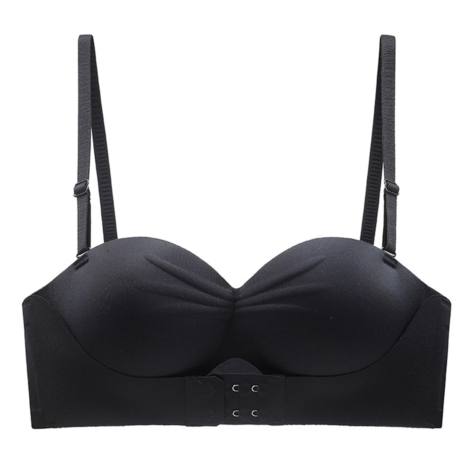 Black Bras for Women's Half Cup Detachable Strapless Bra for Women with ...