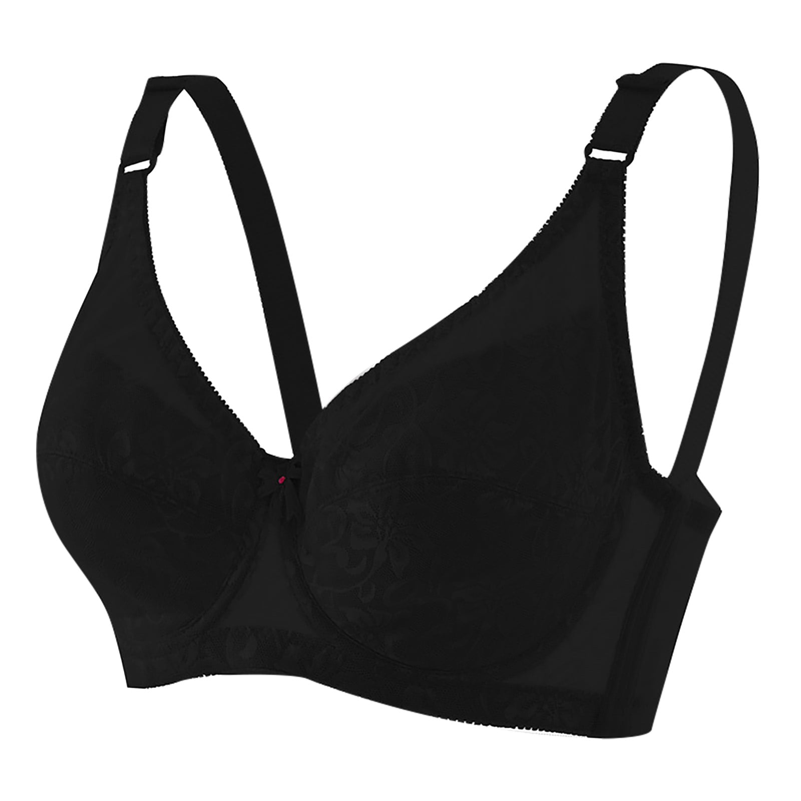 Black Bras for Womens Daily Solid Lace Gathered Bra Straps Breast Cup ...