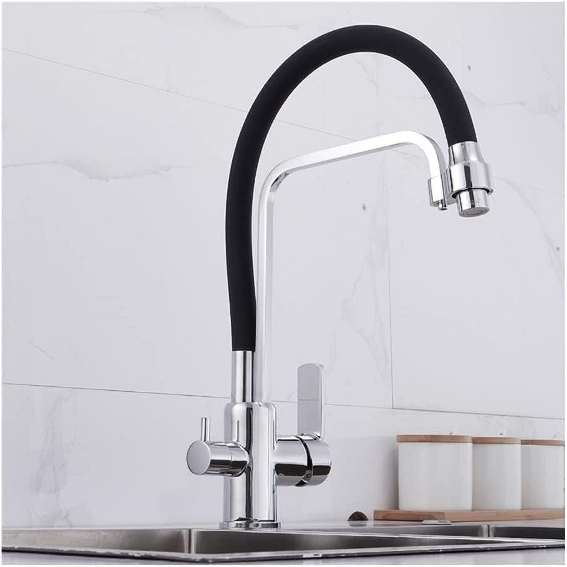 Black Brass Kitchen Faucet with Water Purification Feature - Multi ...