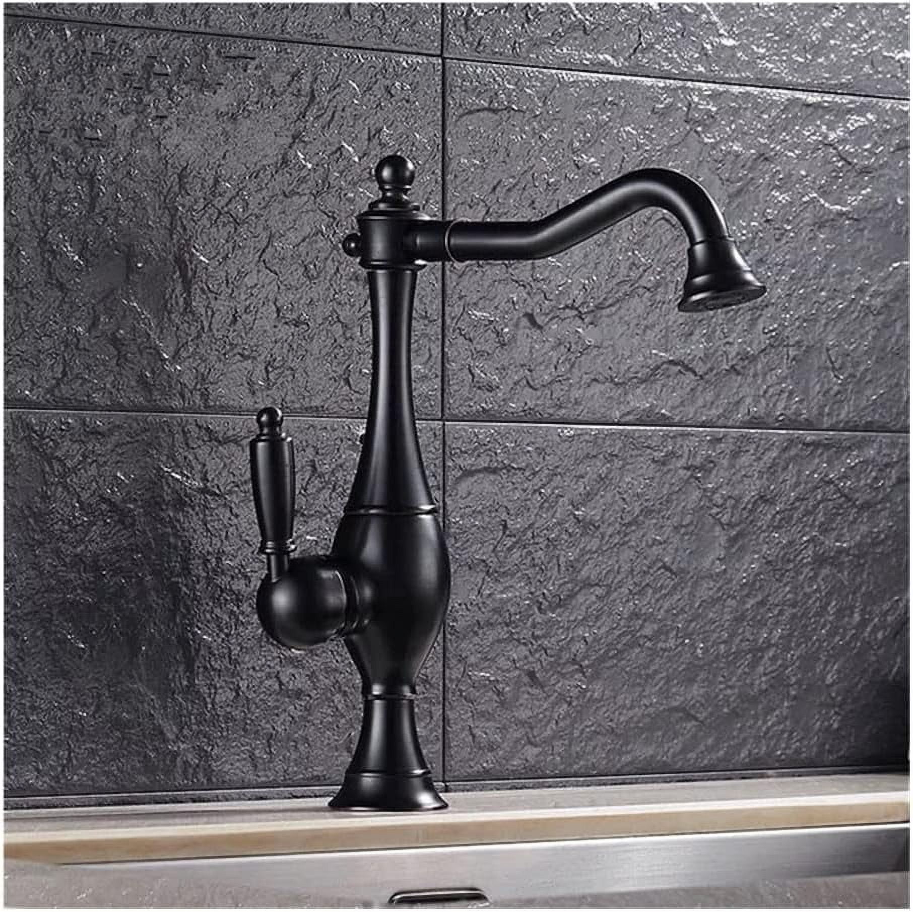 Black Brass Retro Teapot Type Kitchen Faucet - 360° Rotate Brushed Gold ...