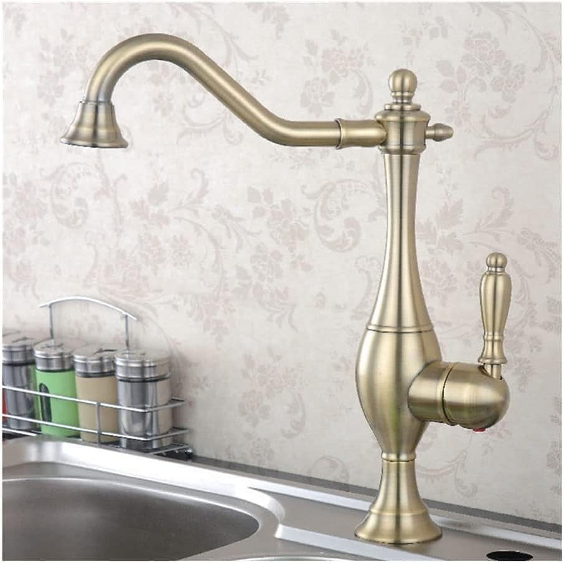 Black Brass Retro Teapot Type Kitchen Faucet - 360° Rotate Brushed Gold ...