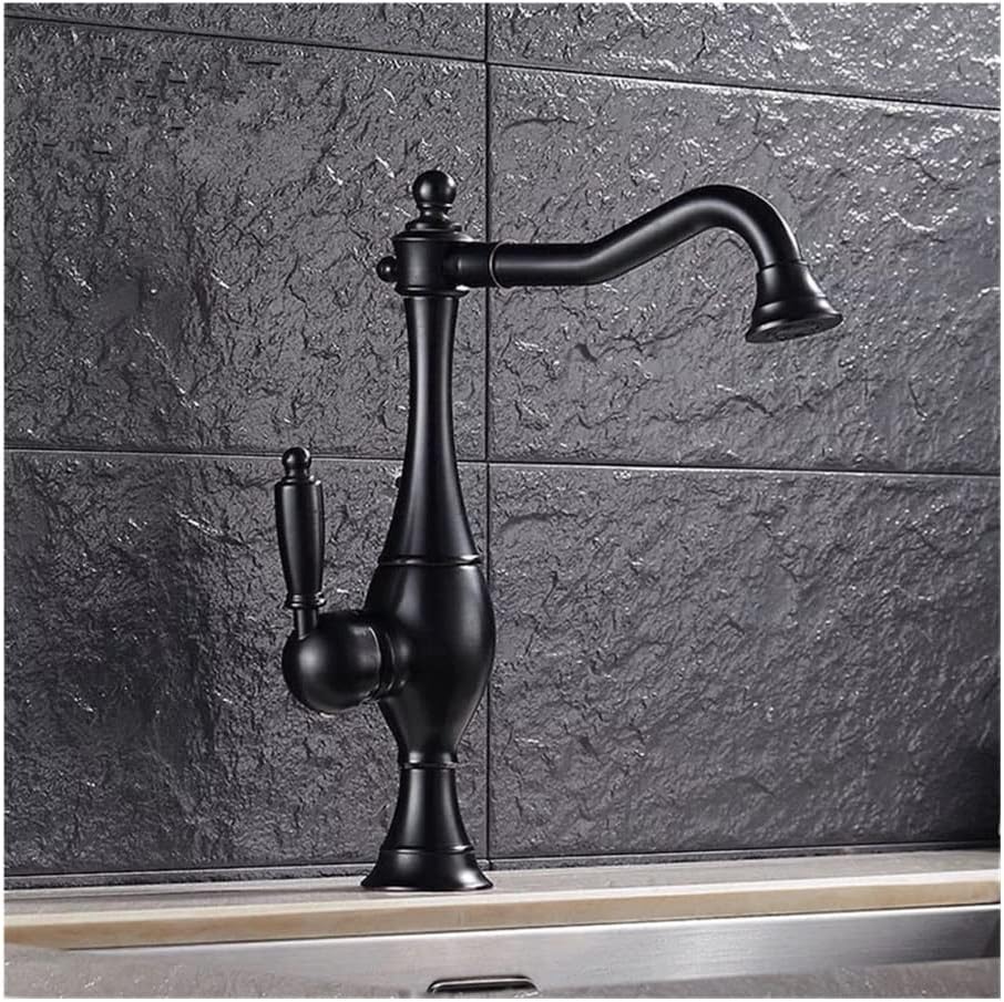 Black Brass Retro Teapot Type Kitchen Faucet - 360° Rotate Brushed Gold ...