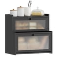 Black Bread Box Double Layer Kitchen Countertop Storage Organizer ...