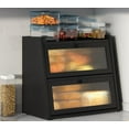 Black Bread Box, Double Layer Large Box for Kitchen Counter, Bamboo ...