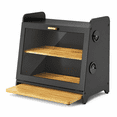 Black Bread Box for Kitchen Countertop, 2 Tier Bread Storage Container ...