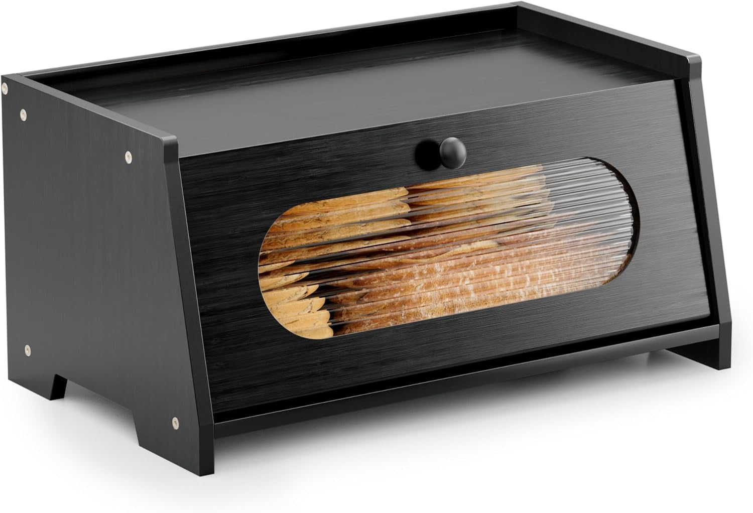 Black Bread Box for Kitchen Countertop,Large Capacity Kitchen ...