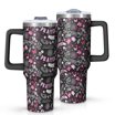 Pink Breast Cancer Tumbler with Handle and Lid,40oz Double Wall Vacuum ...