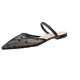 Black Breathable Mesh Sandals For Ladies Low Heel Pointed Toe Back ...