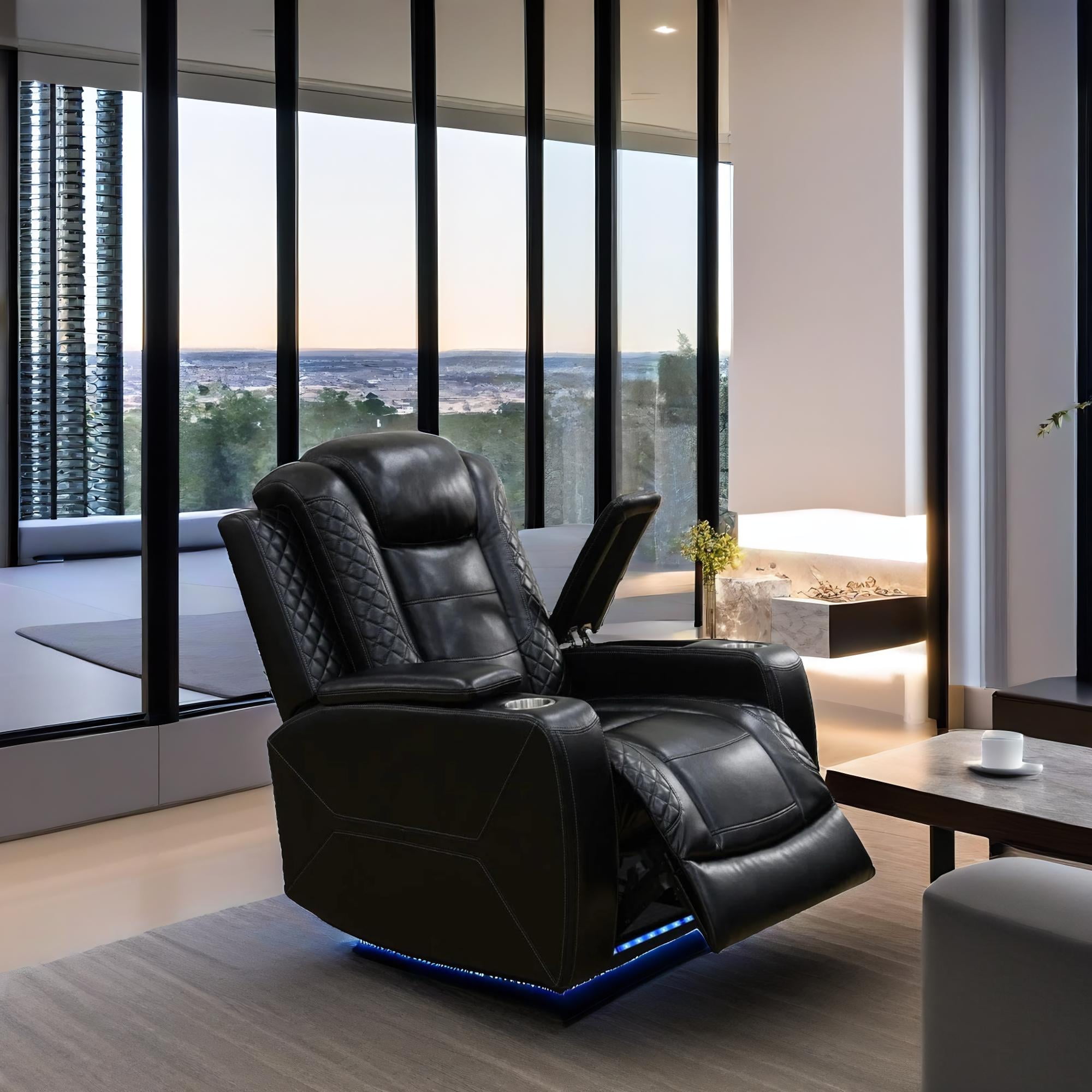Black Breathing Leather Living Room Chair - Walmart.com