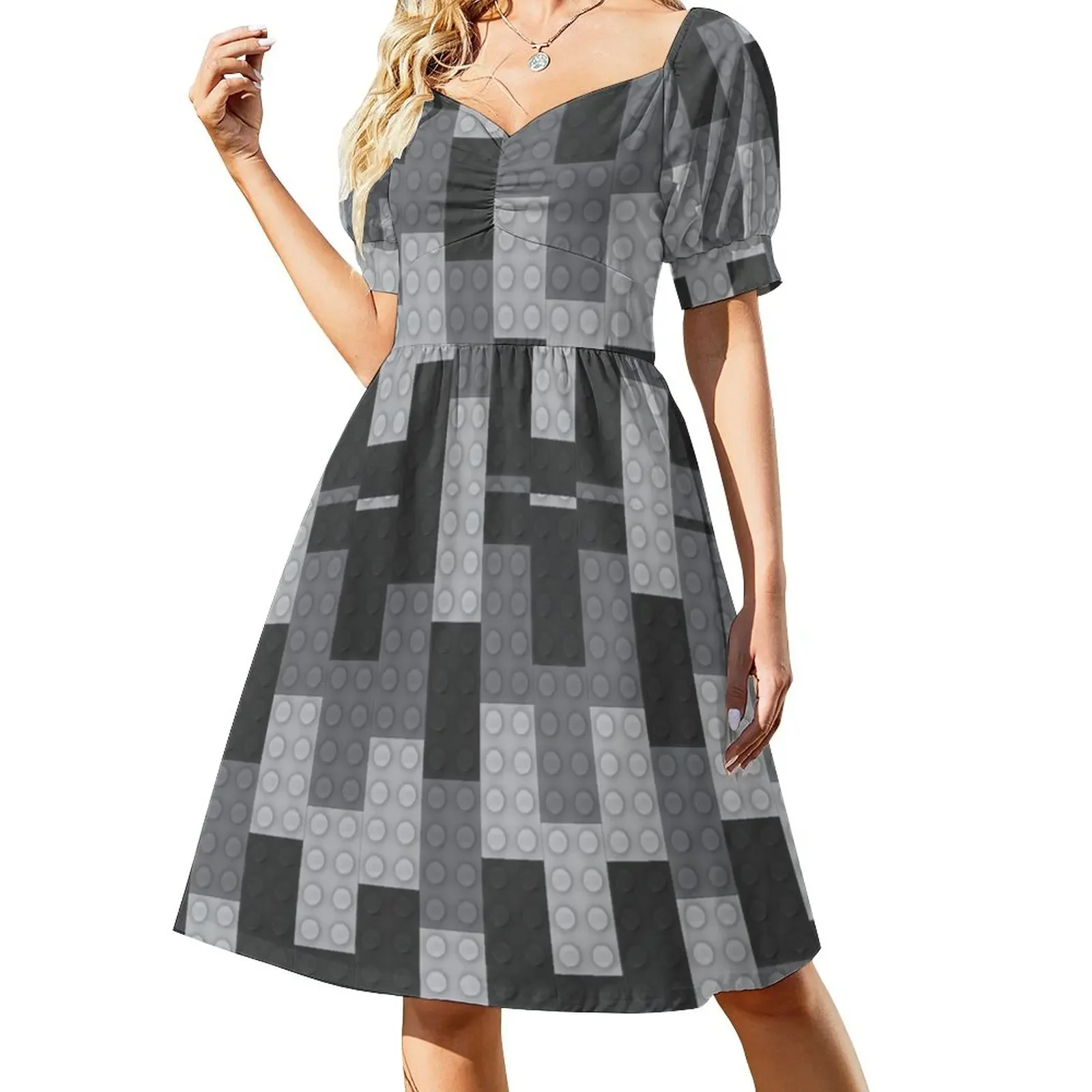Black Brick Dark Gray Brick Gray Brick Sleeveless Dress women dress ...