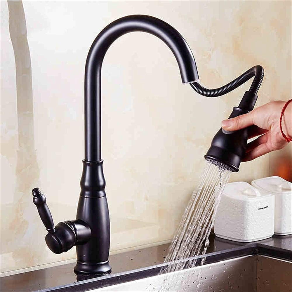 Black Bronze Kitchen Faucet Antique Belt Pull Out Spray Head Faucet ...