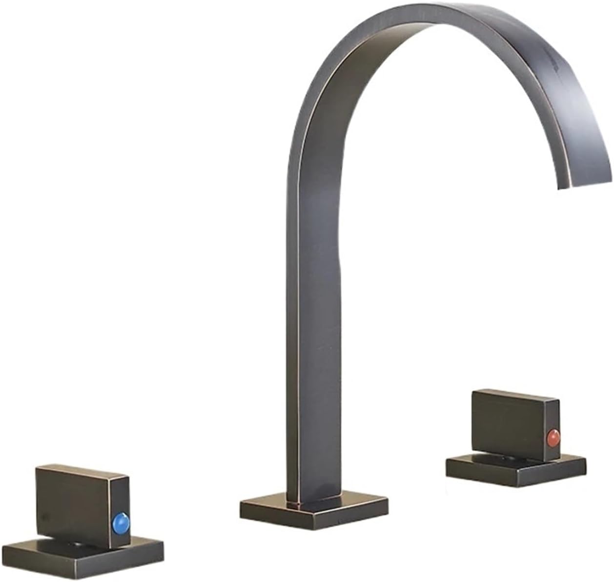 Black Bronze Three-Piece Bathroom Basin Faucet Contemporary Gentle ...