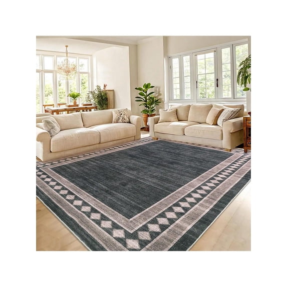 Black Brown-5*7 feet Contemporary Machine Washable Area Rug Modern ...