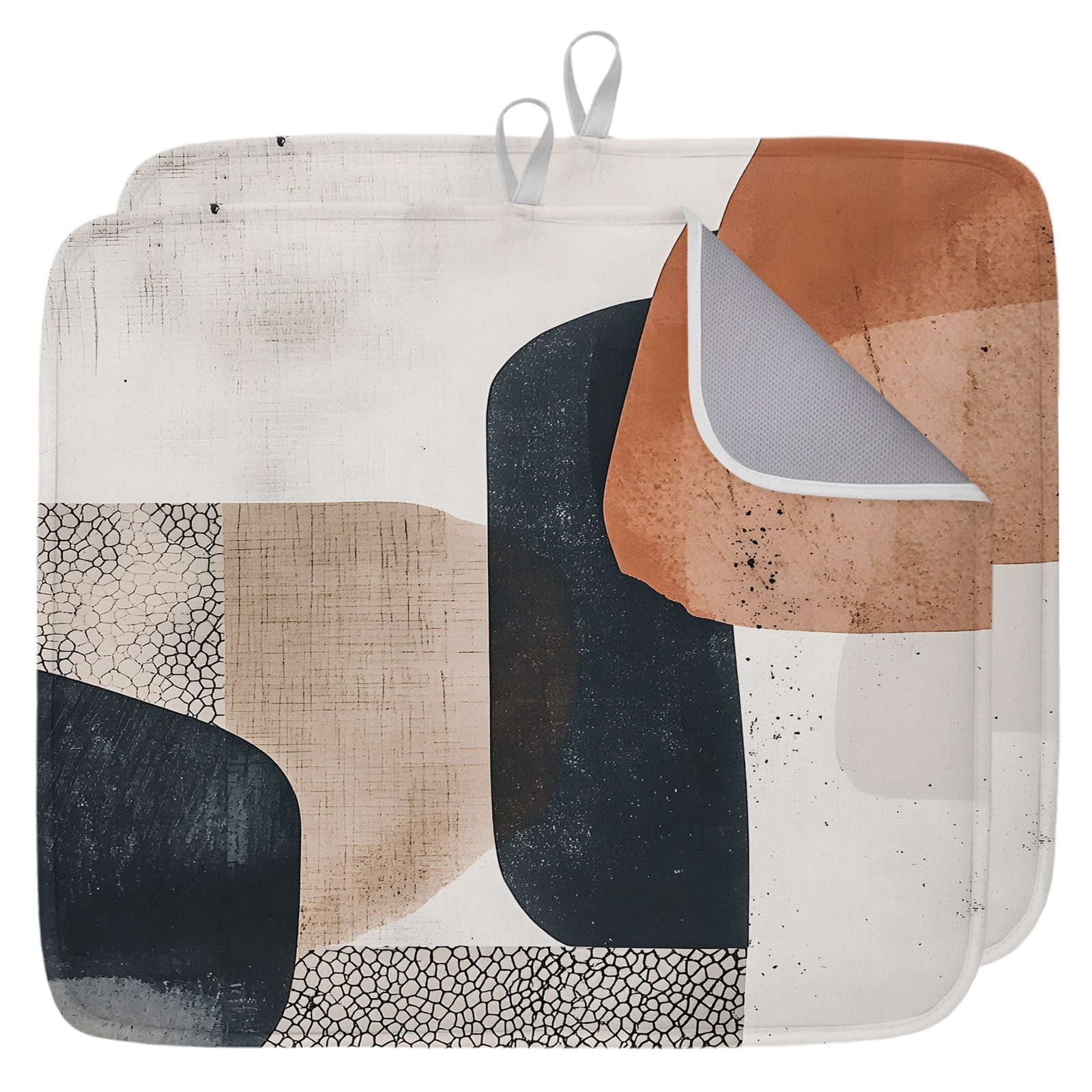 Black Brown Abstract Art Dish Drying Mat for Kitchen Counter,Modern ...