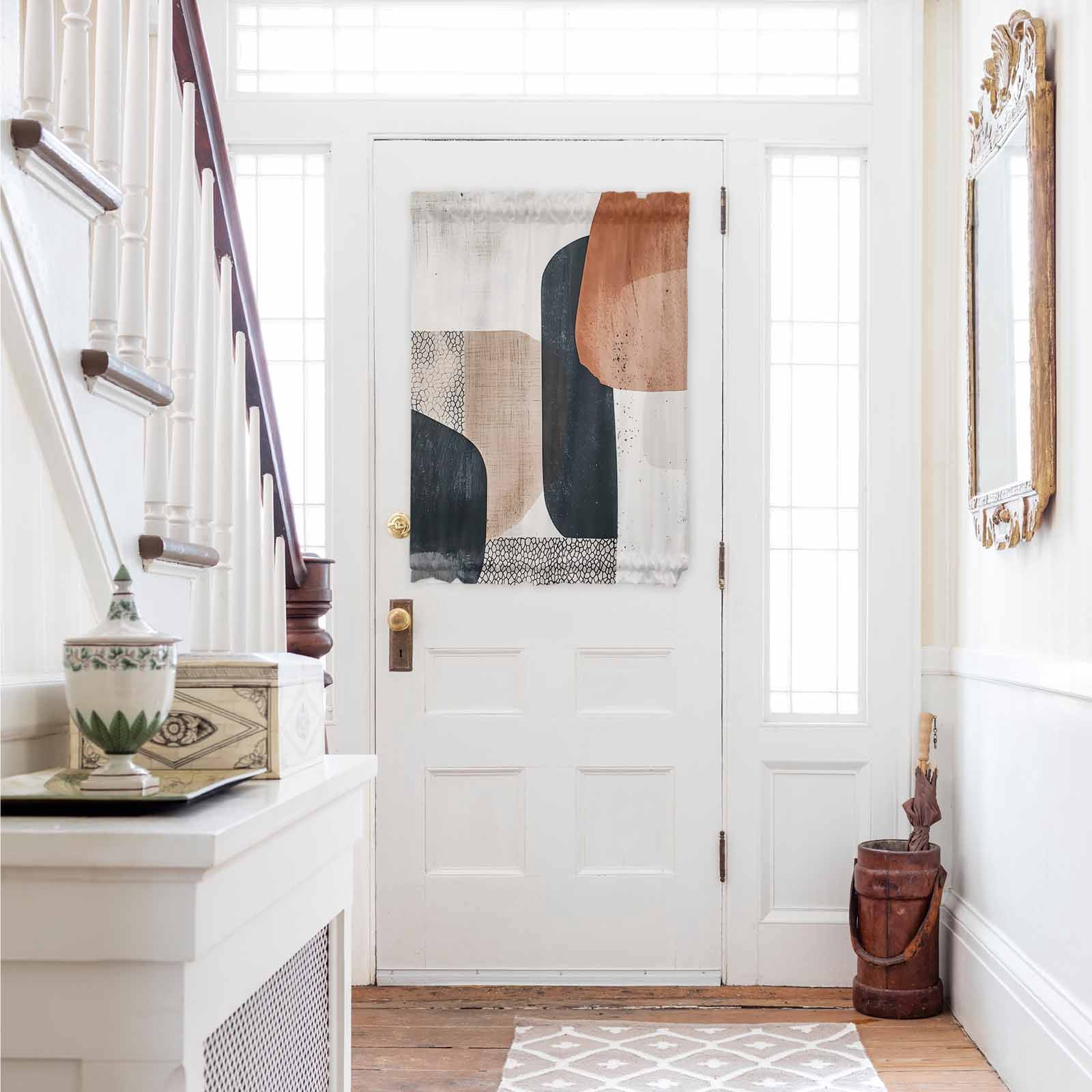 Black Brown Abstract Art Door Curtains for Door Window, French ...