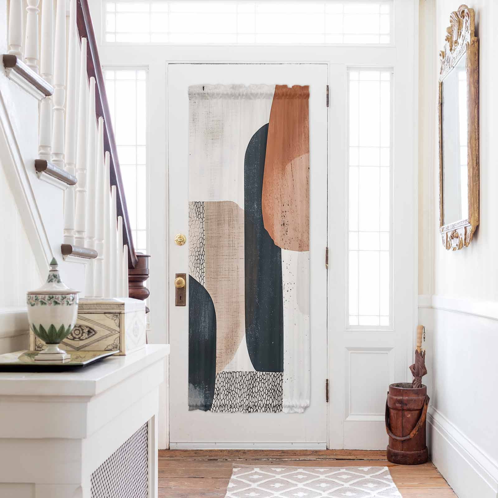 Black Brown Abstract Art Door Curtains for Door Window, French ...