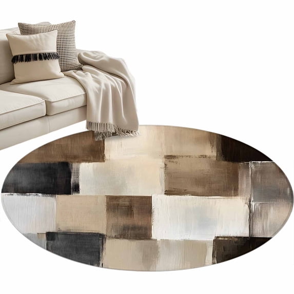 Black Brown Abstract Large Area Rugs for Bedroom Living Room, Soft Non ...