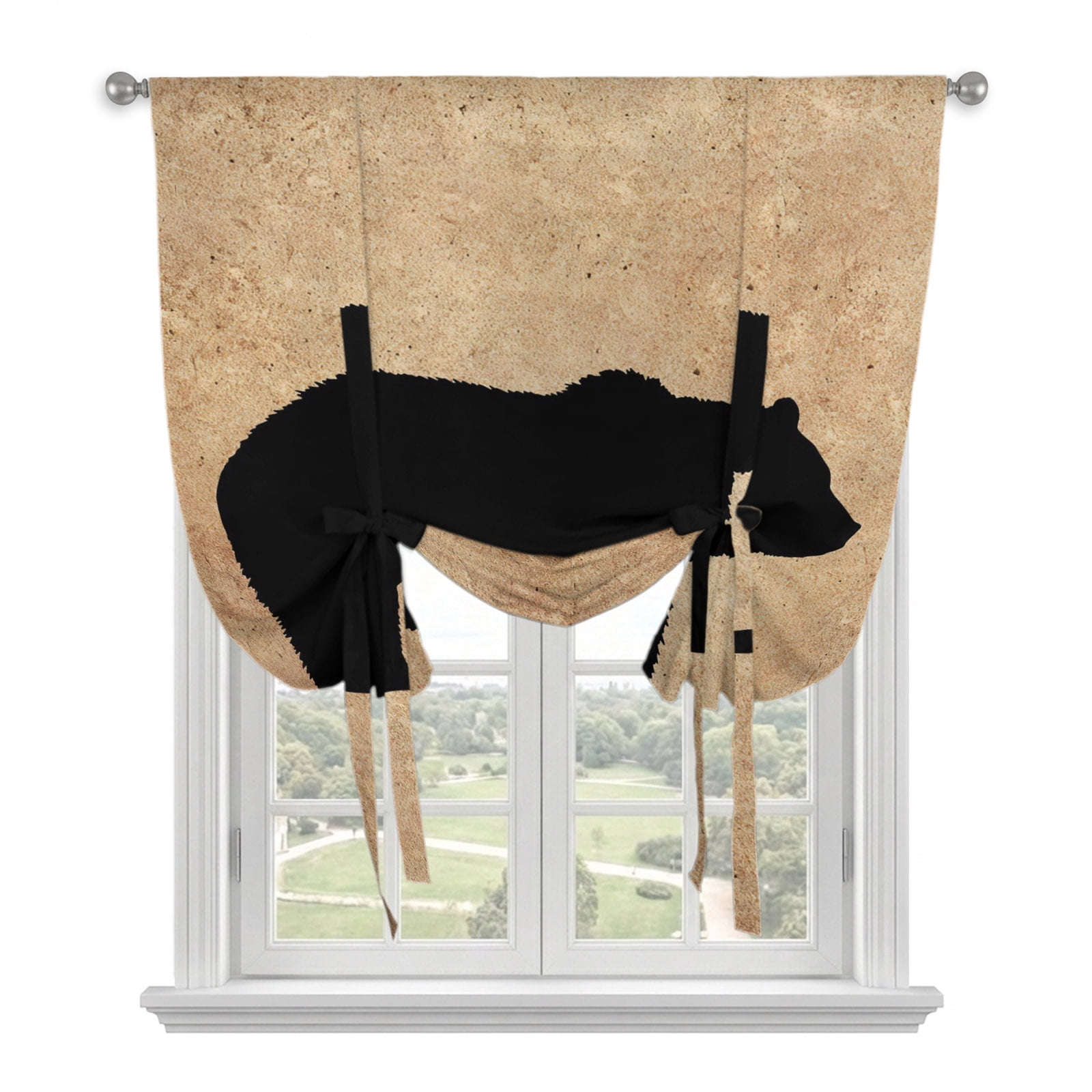 Black Brown Animals Tie Up Curtains for Window, Thermal Insulated ...