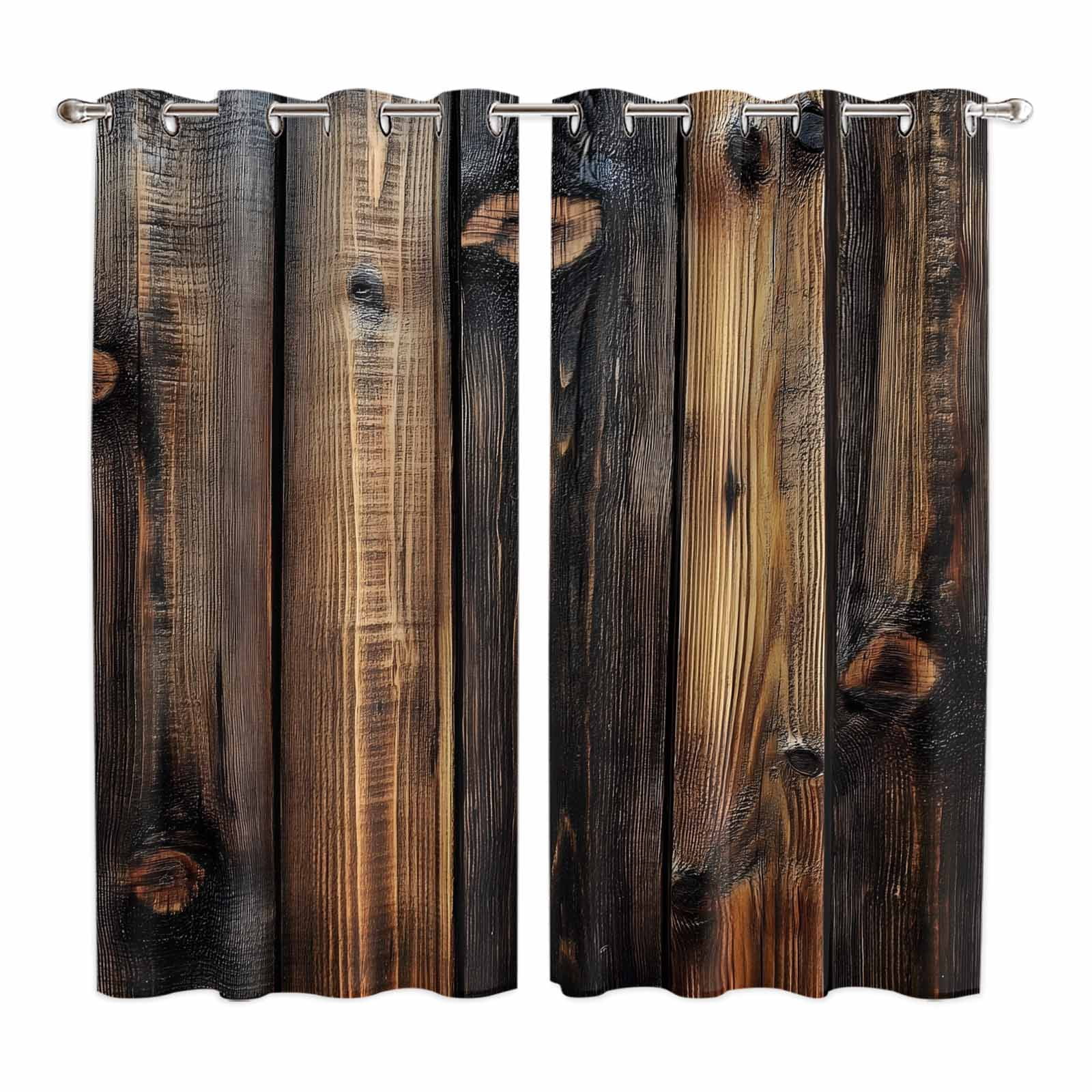 Black Brown Board Kitchen Curtains 63 Inch Length, Vintage Chic Shabby ...