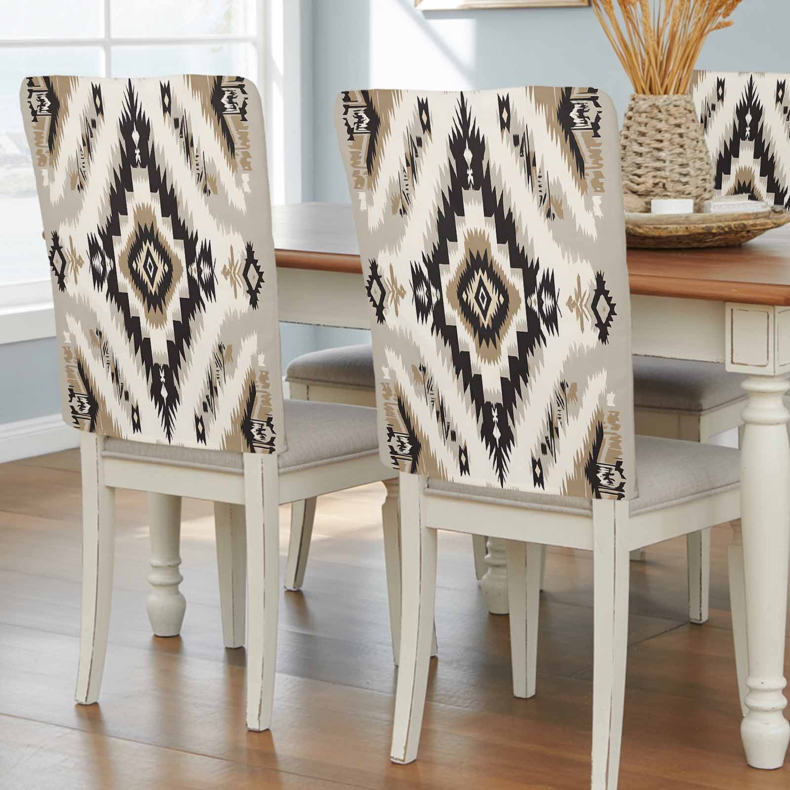 Black Brown Boho Chair Back Covers, Southwestern Geometric Ethnic ...