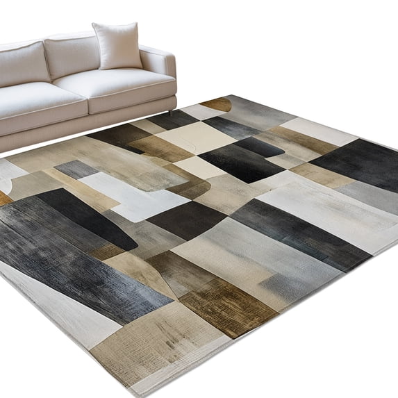 Black Brown Boho Washable Rug 4x6 Area Rug for Living Room Bedroom Non ...