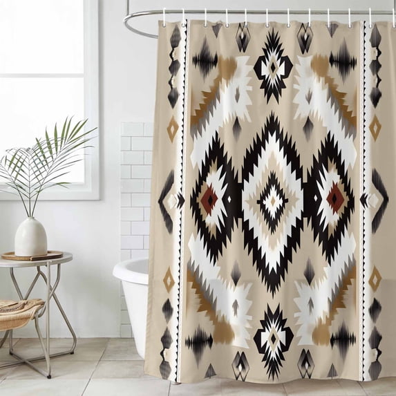 Black Brown Boho Waterproof Fabric Shower Curtain,Southwestern ...