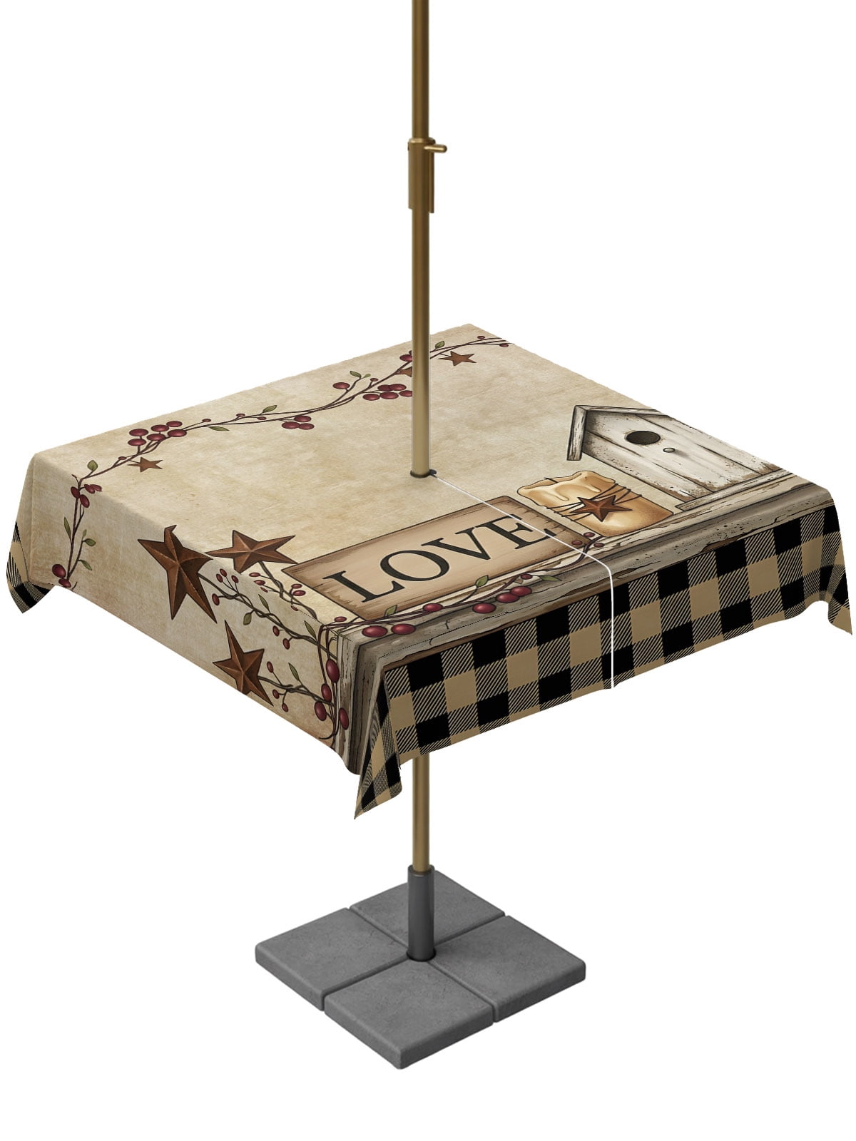 Black Brown Buffalo Check Outdoor Rectangle Tablecloth with Umbrella ...