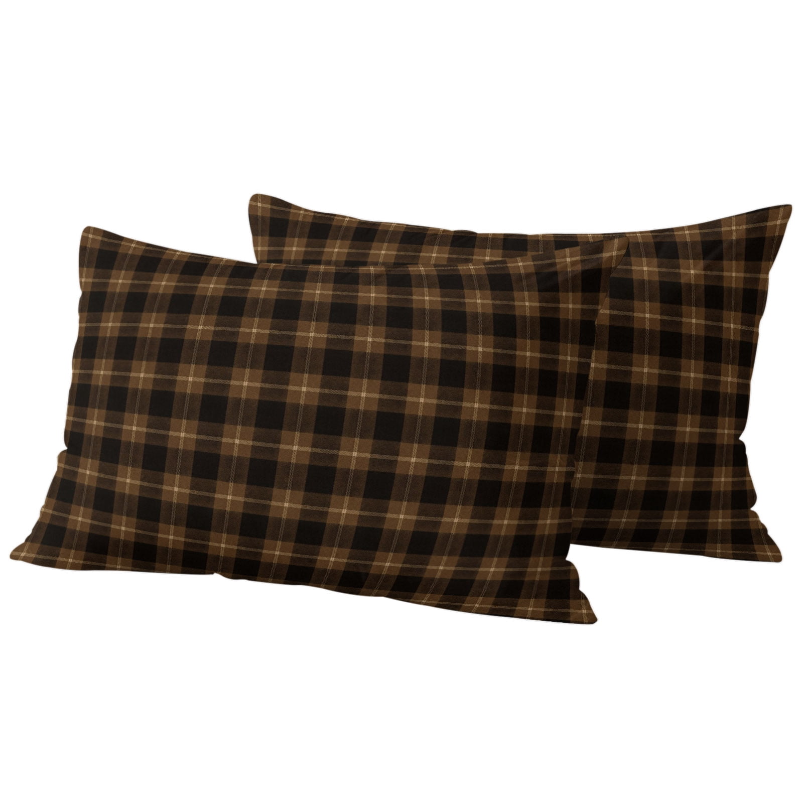 Black Brown Buffalo Plaid Outdoor Waterproof Pillow Covers, Geometric ...