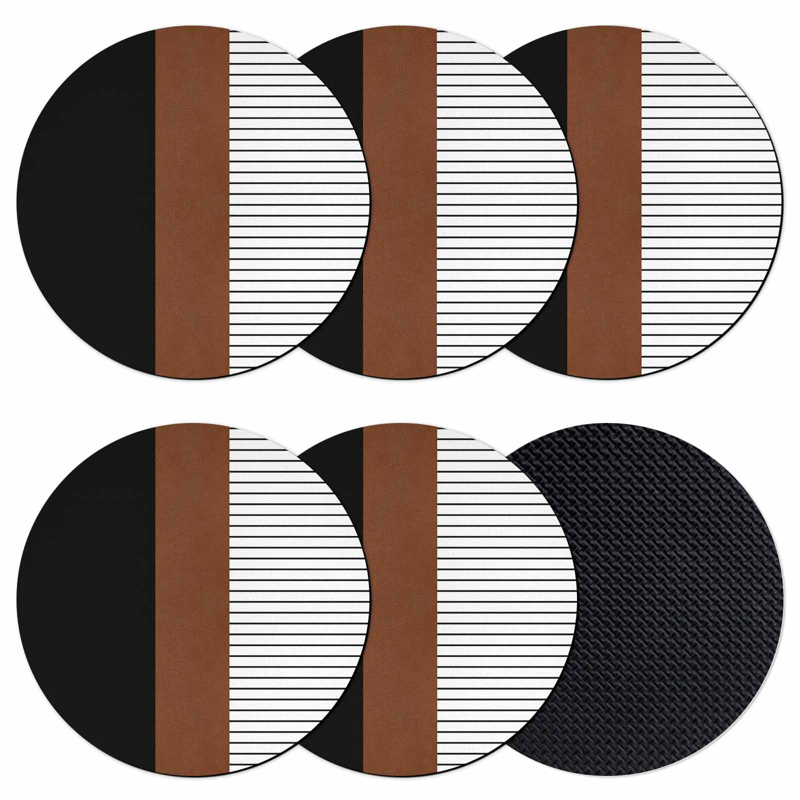 Black Brown Coasters Set of 6, Soft Absorbent Coasters for Drinks ...