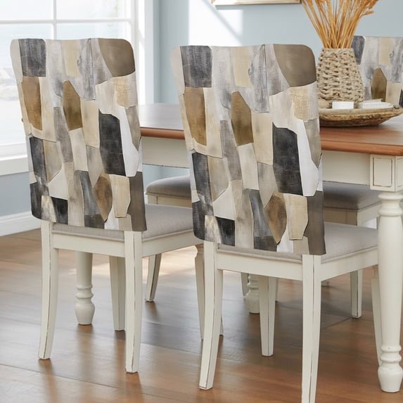 Black Brown Color Blocks Chair Back Covers, Abstract Geometric Art ...