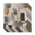 Black Brown Color Blocks Cloth Napkins, Abstract Geometric Art Washable ...
