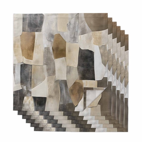 Black Brown Color Blocks Cloth Napkins, Abstract Geometric Art Washable ...
