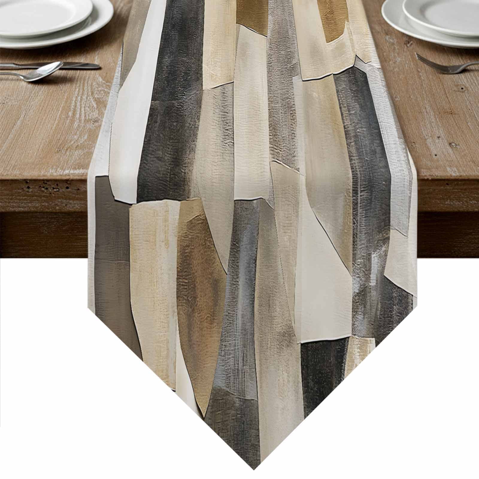Black Brown Color Blocks Table Runner Linen Burlap Table Runner 72 ...