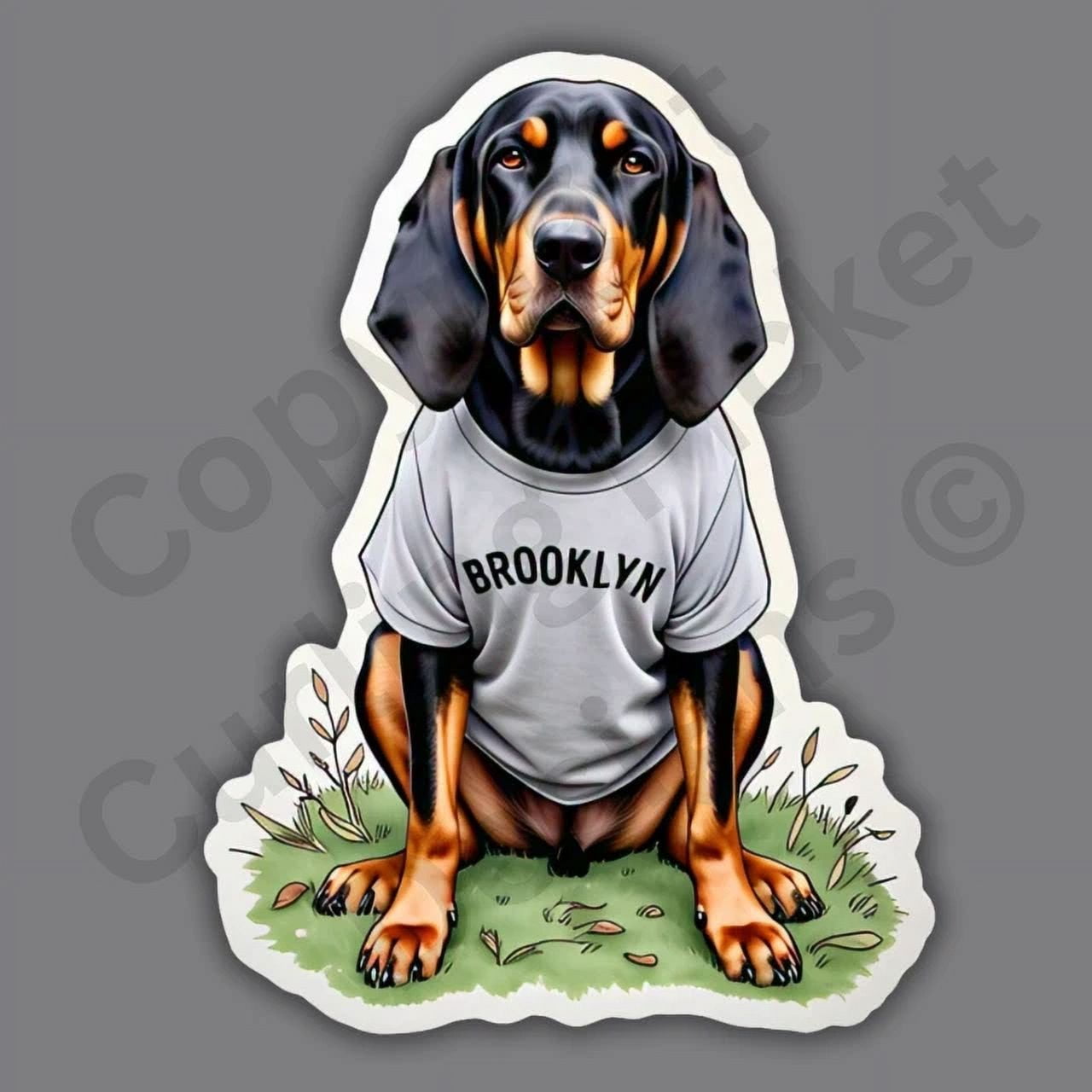 Black Brown Coonhound Wearing A Brooklyn Tee Shirt Nyc Sticker Phone ...