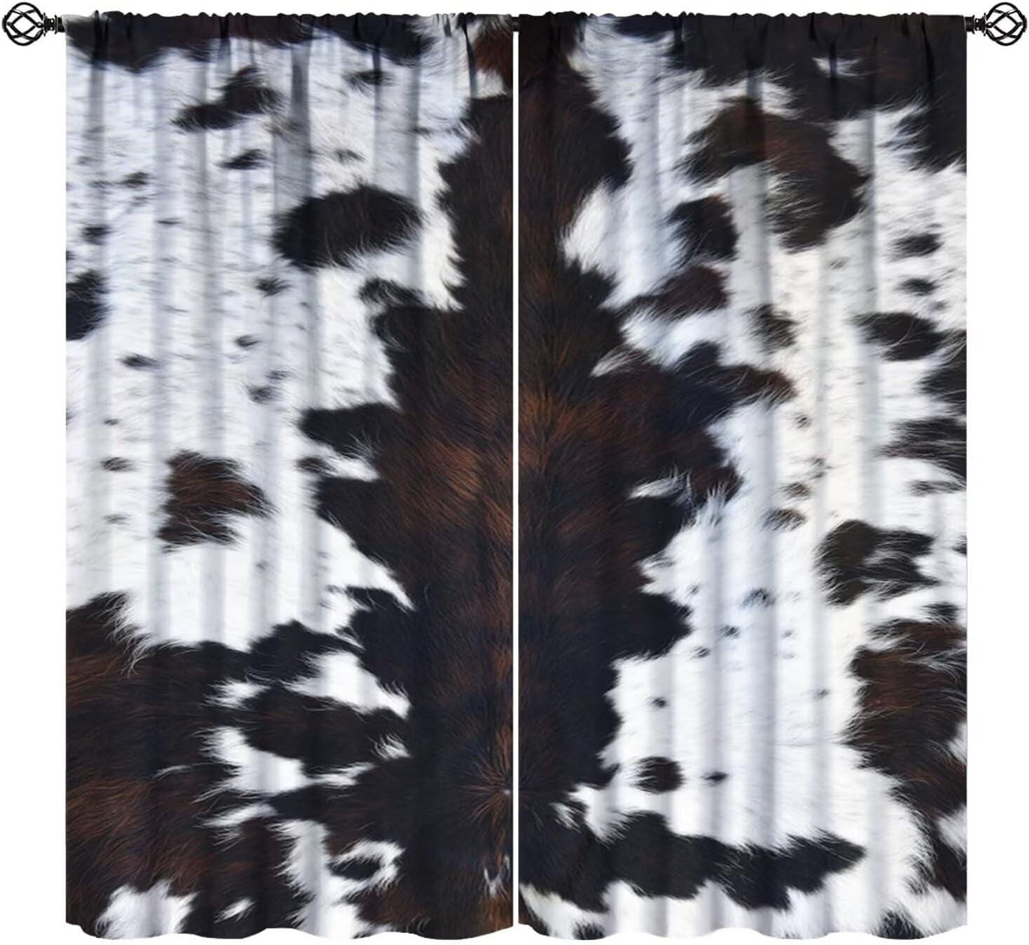 Black Brown Cowhide Blackout Curtains Western Rustic Farmhouse Wild ...