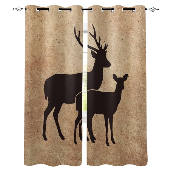 Black Brown Deer Blackout Curtains for Bedroom/Living Room, Thermal ...
