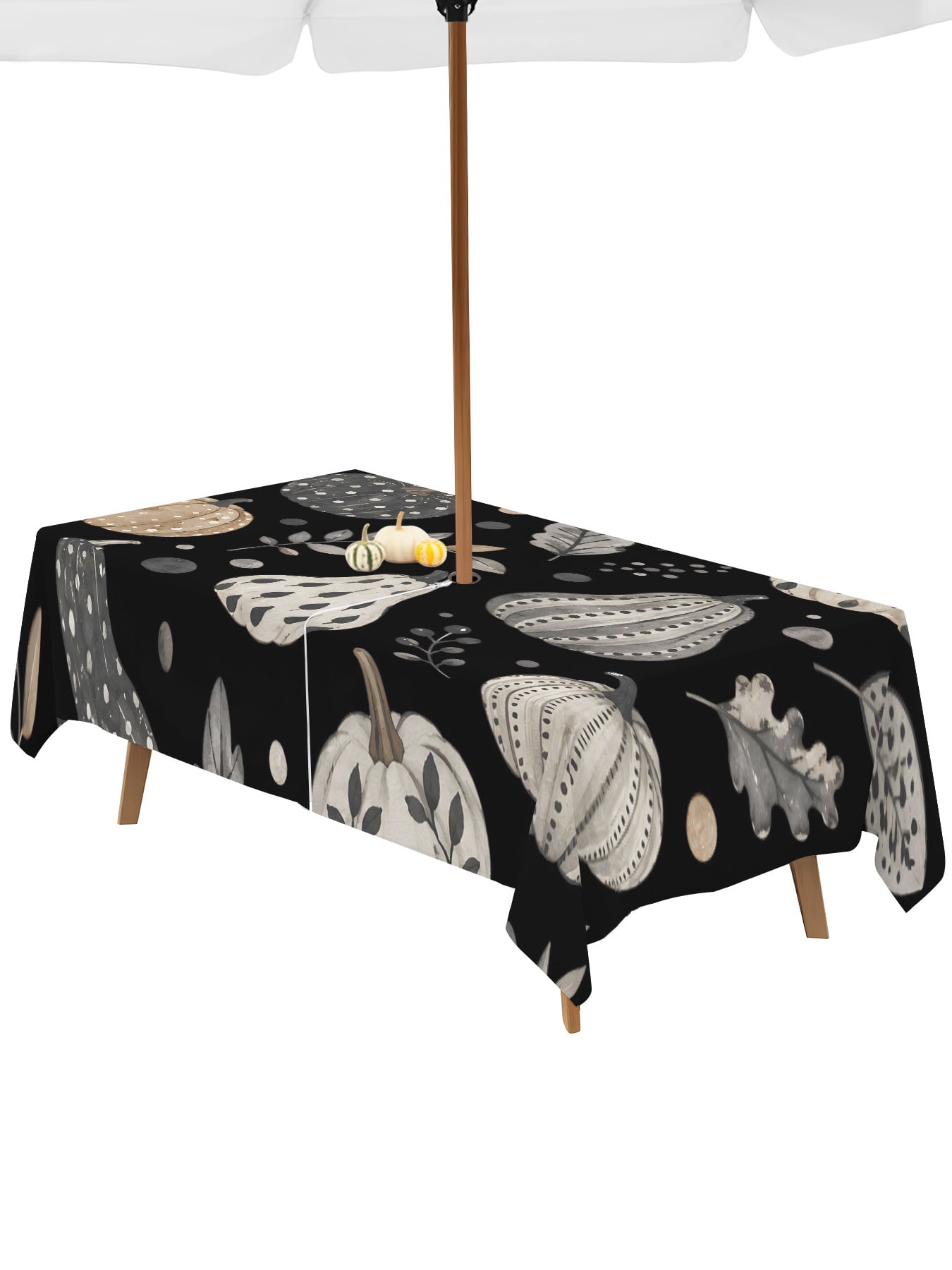 Black Brown Fall Table Cloth Rectangle Outdoor Tablecloth, Autumn ...