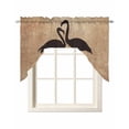 Black Brown Flamingos Kitchen Swag Valances for Windows, Vintage Art ...