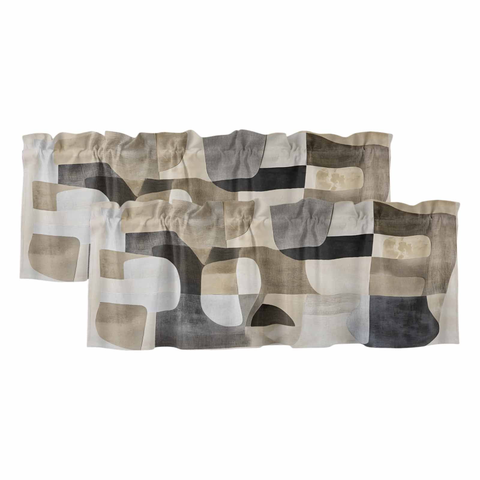 Black Brown Geometric Valances for Windows, Decorative Rod Pocket ...