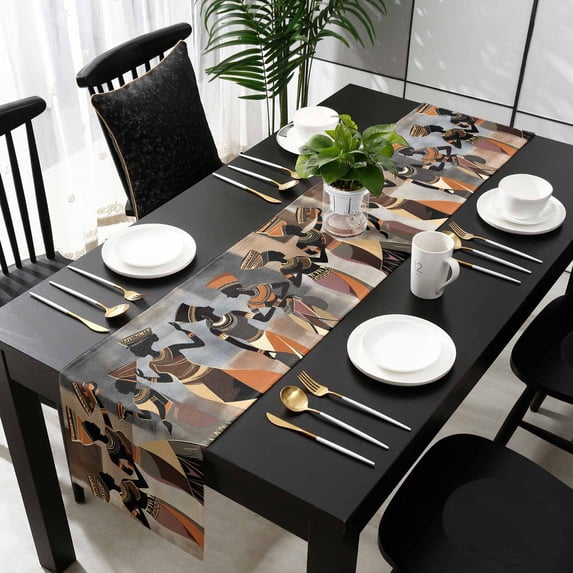 Black Brown Girls Boho Table Runner 36 Inches Small - Grey Vintage ...