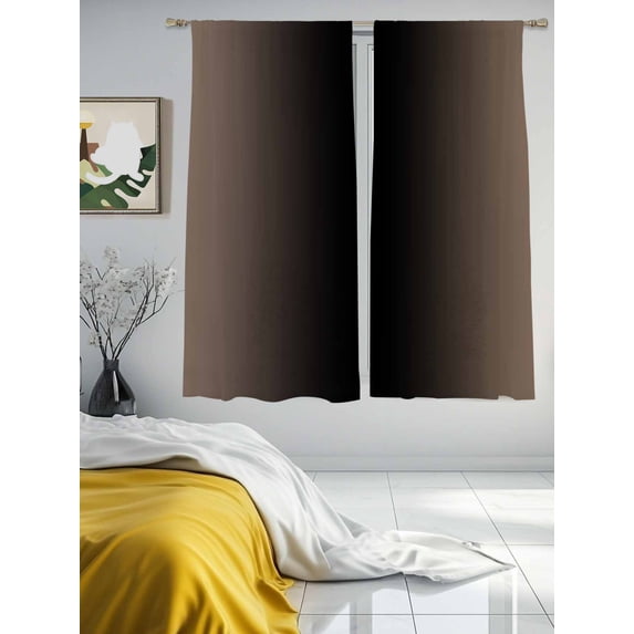 Black Brown Gradient Pattern Sheer Curtains 2 Panels Set Abstract ...