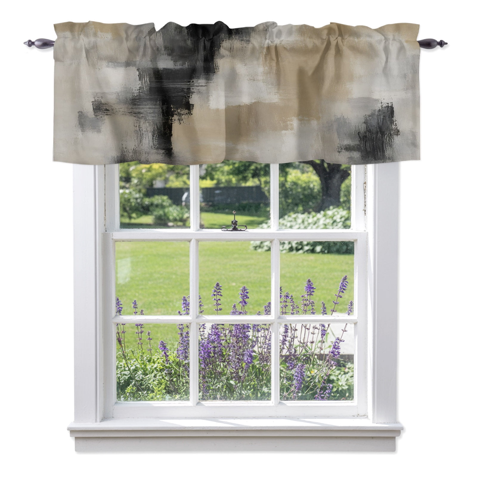 Black Brown Graffiti Valances for Windows Abstract Oil Painting Mottled ...