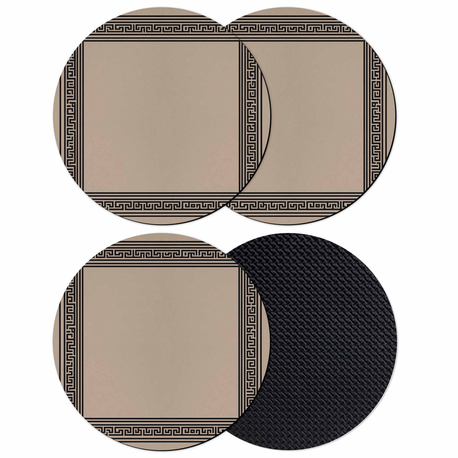 Black Brown Greek Key Coasters Set of 4, Absorbent Coasters for Drinks ...